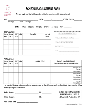Fillable Online SCHEDULE ADJUSTMENT FORM.doc Fax Email Print - pdfFiller