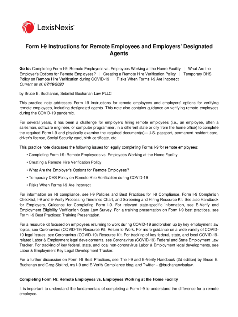 Fillable Online Form I-9 Instructions for Remote Employees and ...