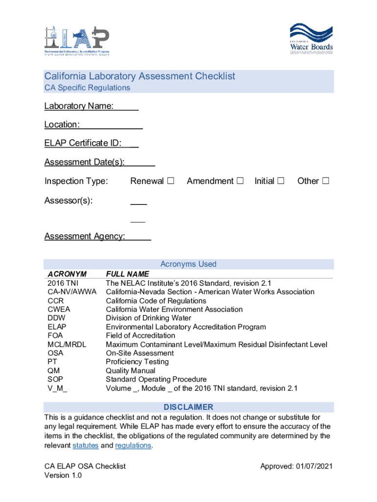 Fillable Online CA ELAP OSA Checklist Fax Email Print - pdfFiller