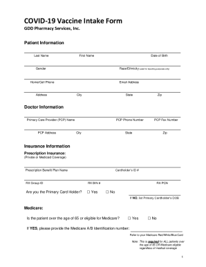 Fillable Online COVID-19 Vaccine Intake Form Fax Email Print - pdfFiller