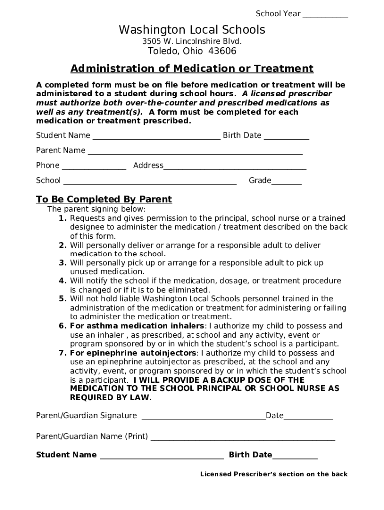 Administration of Prescribed Medication or Treatment Doc Template ...
