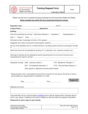 Fillable Online ehs cornell Online Training Request Form Fax Email ...
