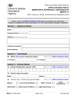 Fillable Online Application for a Minister's Approval Certificate MSVA ...