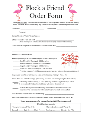 Fillable Online Flock-a-Friend Fundraiser BLUE DEVIL FLOCKING SEASON IS ...