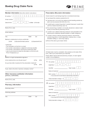 Fillable Online Boeing Prescription Drug Claim Form Fax Email Print ...