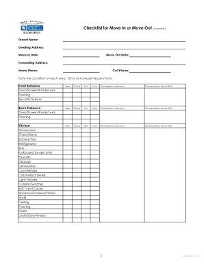 Fillable Online Move-In - Move-Out Inspection Forms.xlsx Fax Email ...