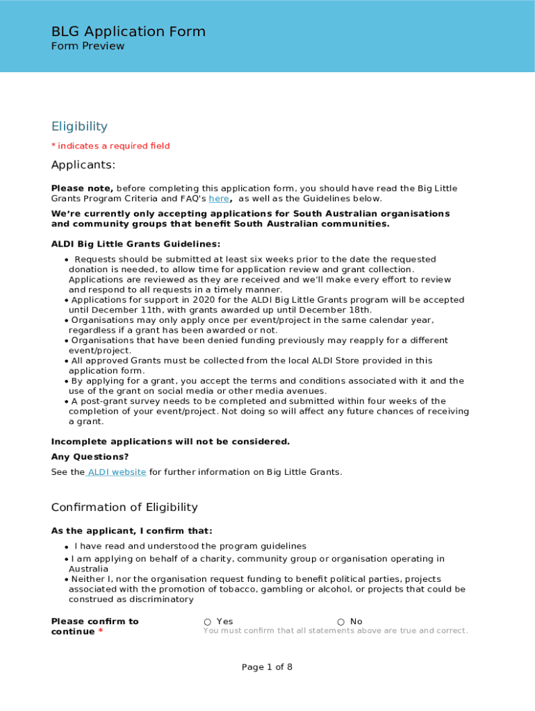 Fillable Online BLG Application Form Were currently only accepting ...