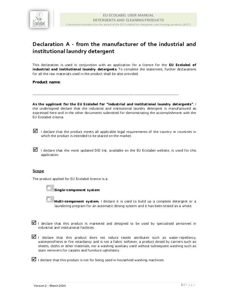 Fillable Online ec europa Declaration A - from the manufacturer of the ...