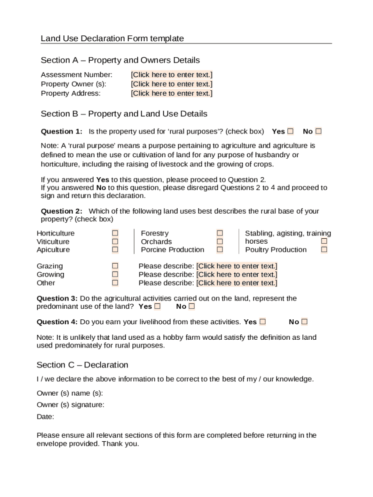 Valuation of Land - Process GuideLand Use Declaration ... Doc Template ...