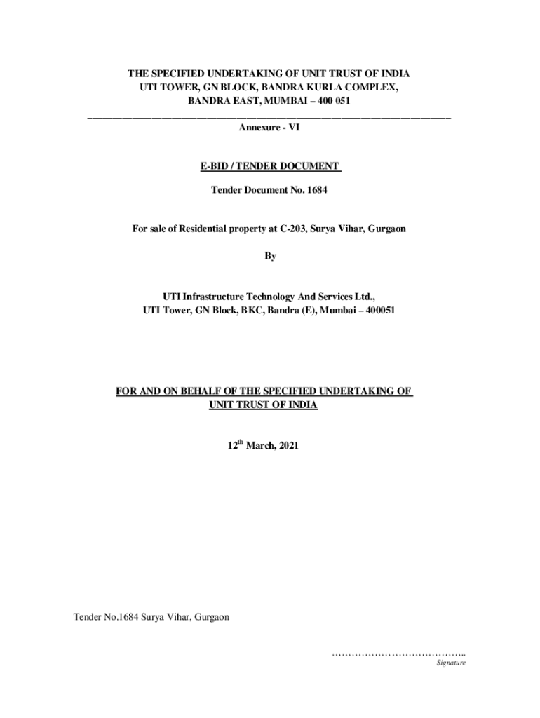 Fillable Online THE SPECIFIED UNDERTAKING OF UNIT TRUST OF INDIA UTI ...