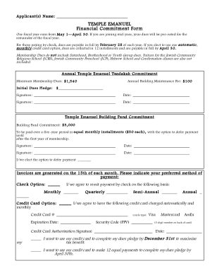 Fillable Online TEMPLE EMANUEL Financial Commitment Form - images ...