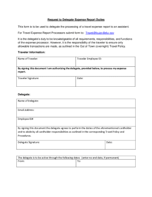 Fillable Online Request to Delegate Expense Report Duties This form is ...