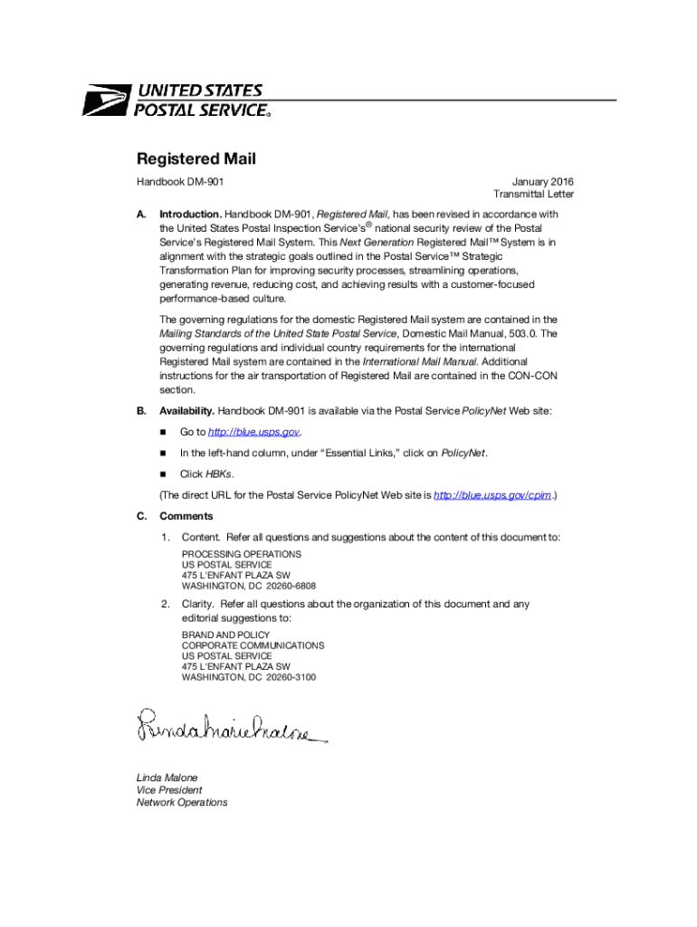 Fillable Online Registered Mail Transmittal Letter - NALC Fax Email ...