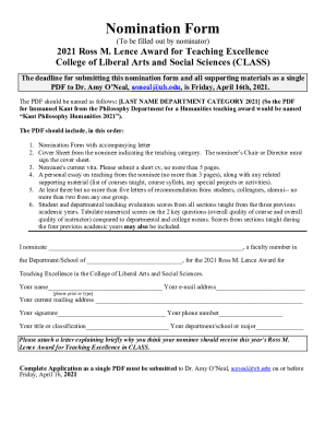 Fillable Online Sample Nomination LetterAward Nomination Form Template ...