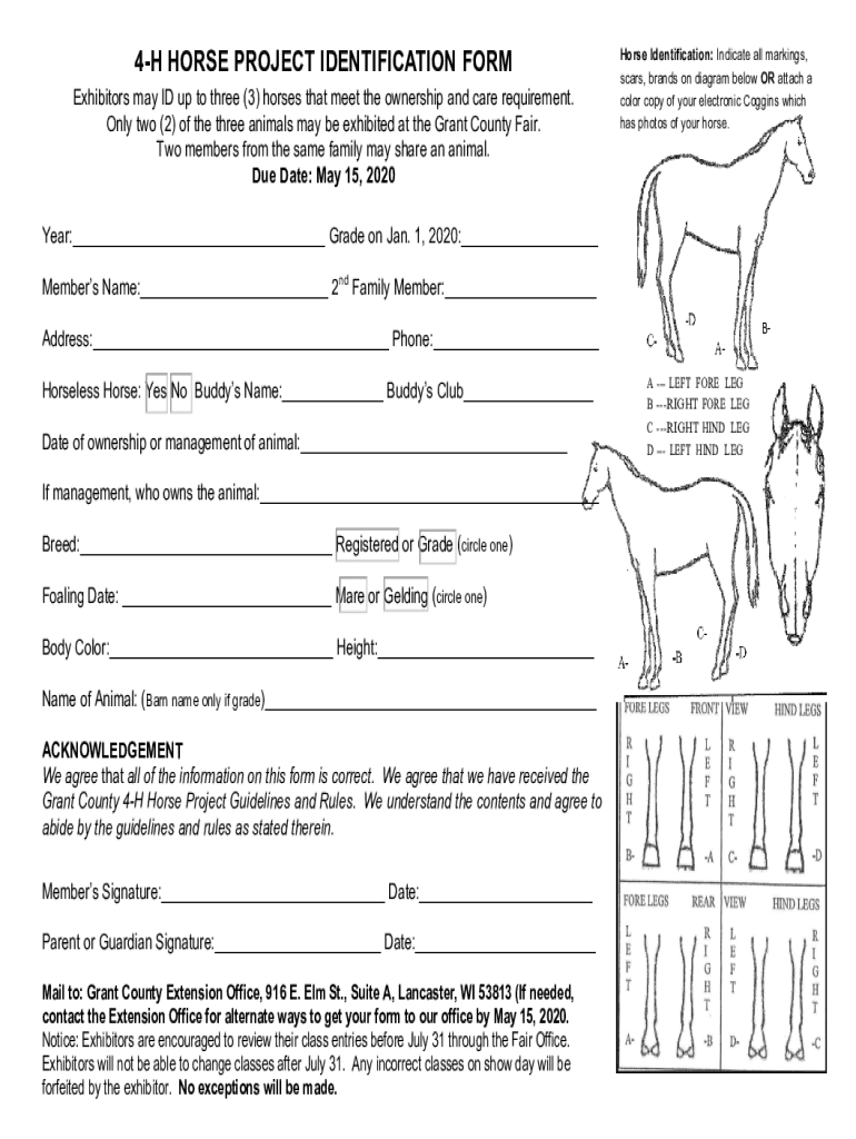 Fillable Online H HORSE PROJECT IDENTIFICATION FORM OR Fax Email Print ...