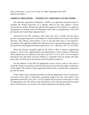 Fillable Online CRIMINAL PROCEDURE INTERSTATE AGREEMENT ... - Maryland ...