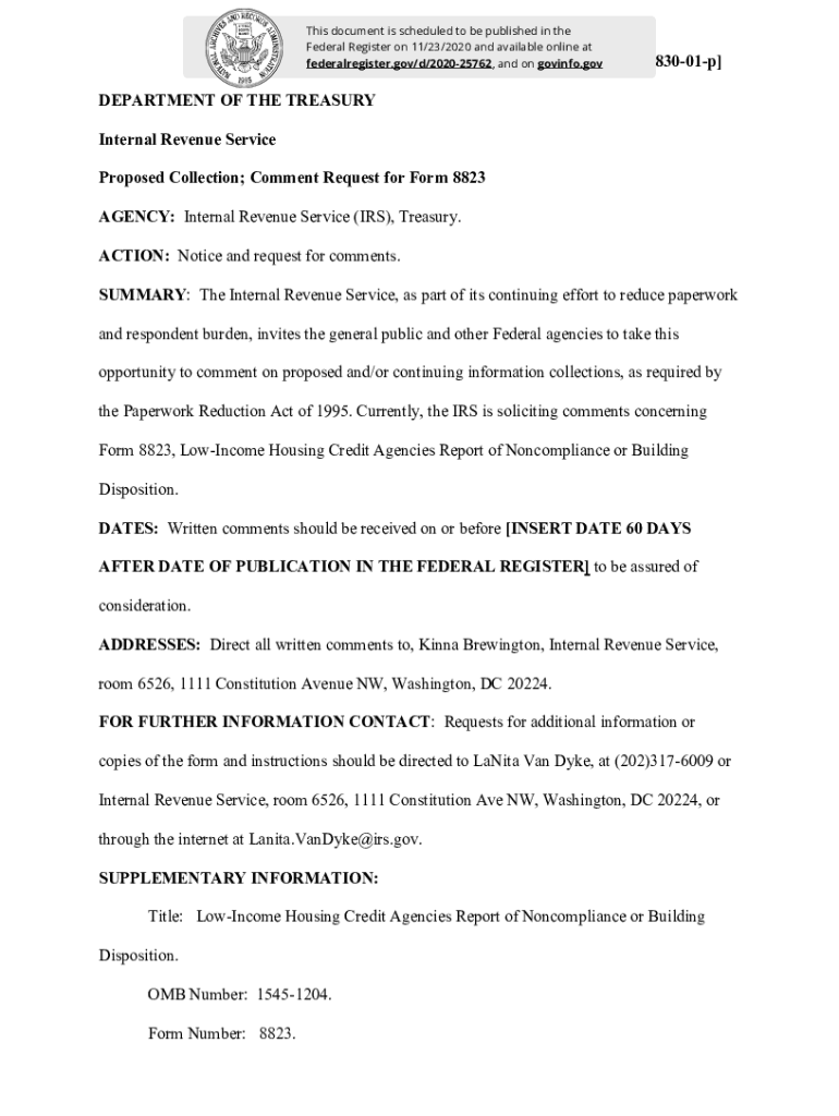 Fillable Online Comment Request for Form 8823 Fax Email Print - pdfFiller