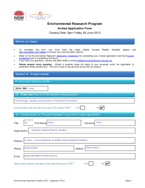 Fillable Online 2015 Environmental Research Application Form. Research ...