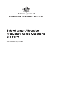 Fillable Online Sale of Water Allocation Frequently Asked Questions Bid ...