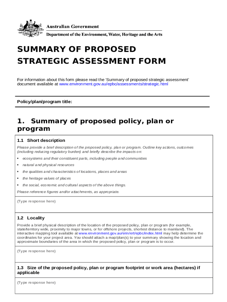 Strategic Assessments: Policy Statement for EPBC Act referrals Doc ...