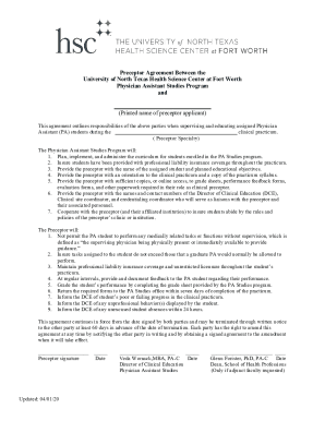 Fillable Online Preceptor Agreement-Blank Fax Email Print - pdfFiller