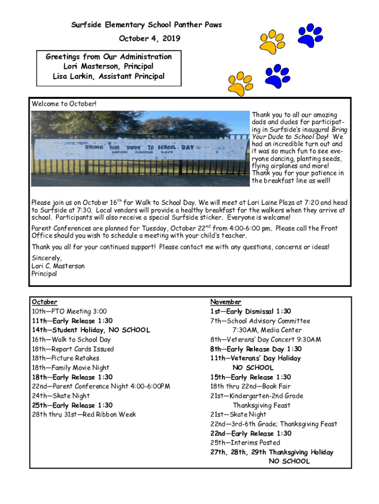 Fillable Online Greetings from Our Administration Lori Masterson ...