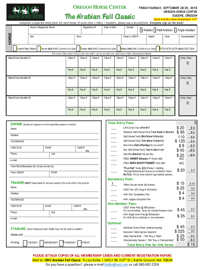 Fillable Online The Arabian Fall Classic Fax Email Print - pdfFiller
