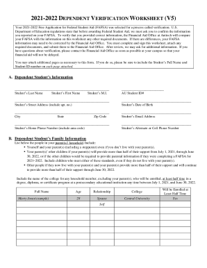 Fillable Online 20212022 Aggregate Verification Worksheet, V5 Dependent ... Fax Email Print ...