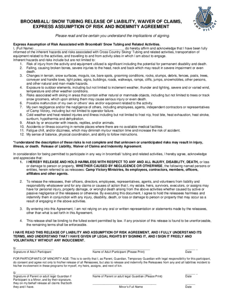 Fillable Online Tubing Waiver Form (print the following, fill it out ...