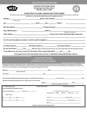 Fillable Online 2020 BOOTH RESERVATION FORM Fax Email Print - pdfFiller