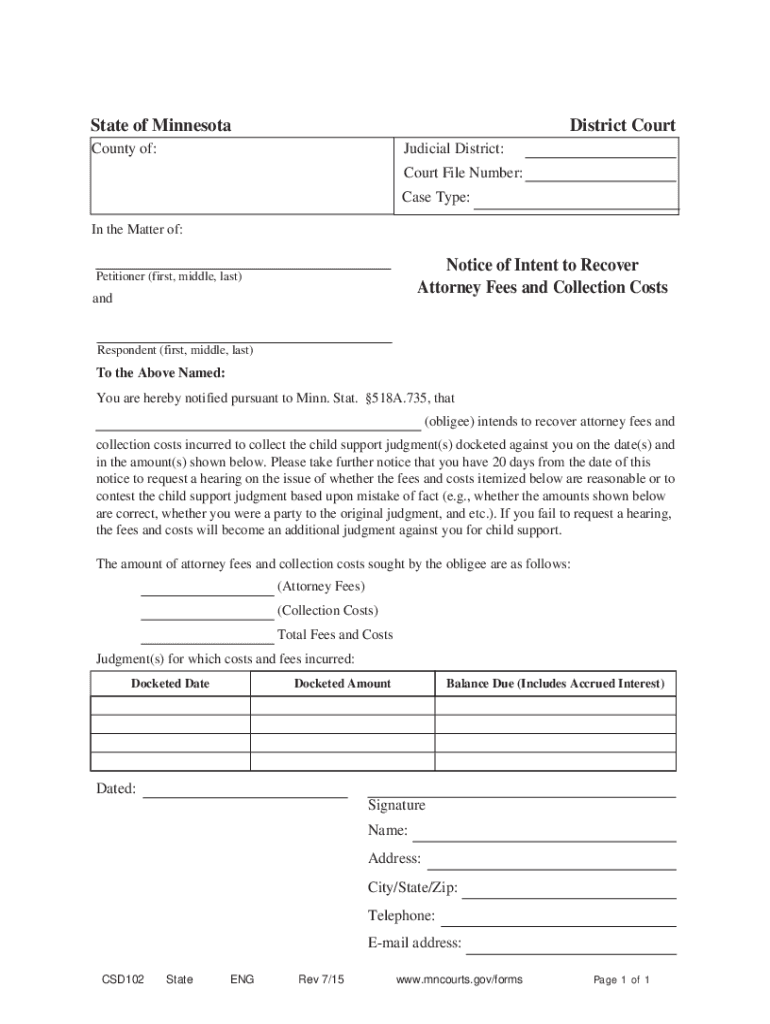 Fillable Online State of Minnesota District Court Response to ...