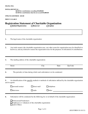 Fillable Online Registration Statement of Charitable Organization Fax ...