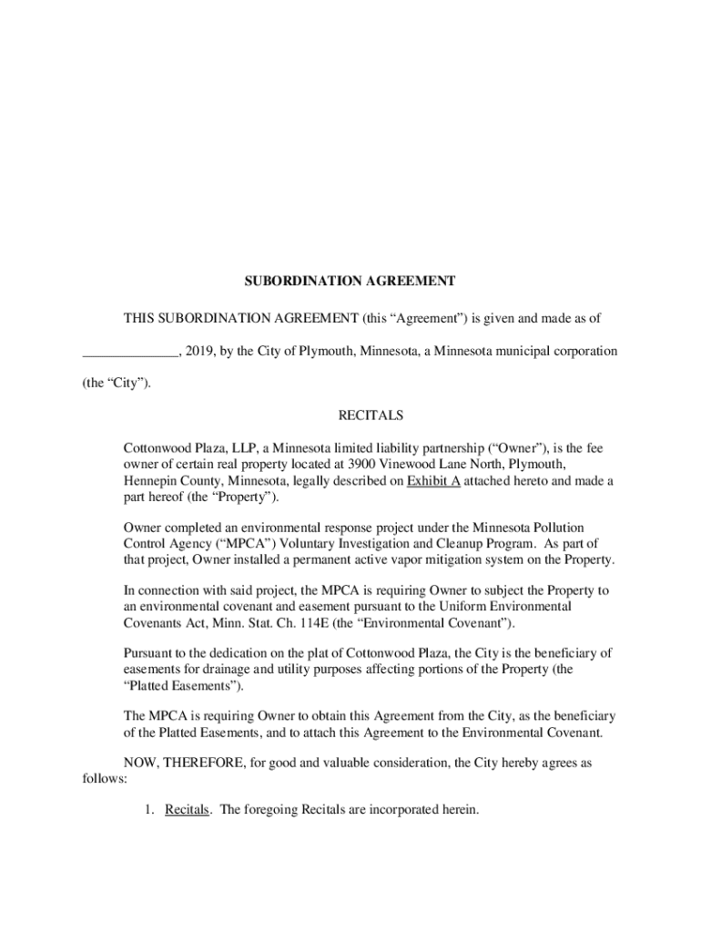 Fillable Online Whats a subordination agreement, and why does it matter? Fax Email Print - pdfFiller