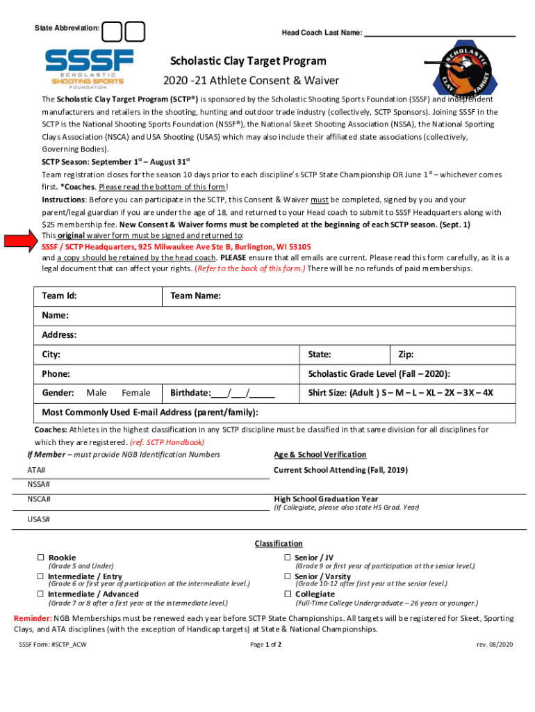 Fillable Online Scholastic Clay Target Program - Scholastic Shooting ...