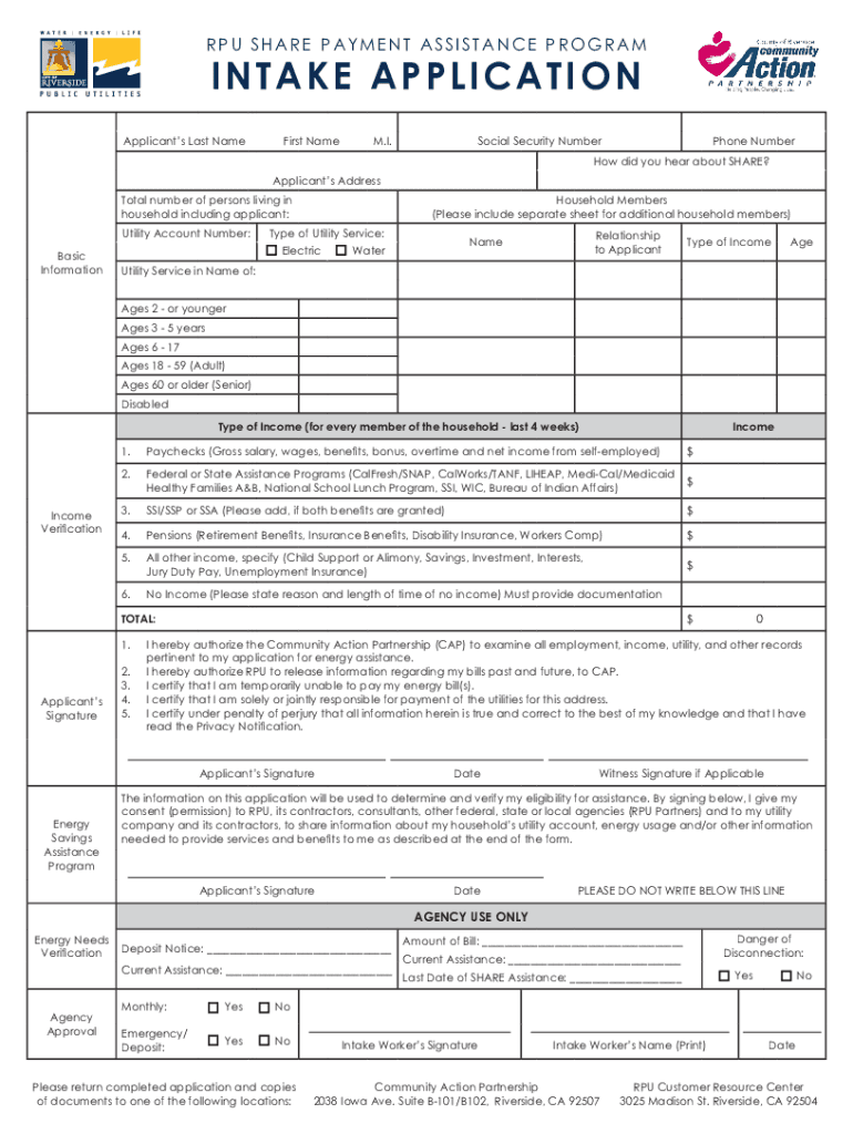 Fillable Online RPU SHARE PAYMENT ASSISTANCE PROGRAM Fax Email Print ...