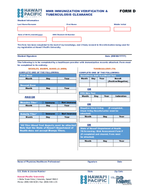 Fillable Online MMR IMMUNIZATION VERIFICATION & Fax Email Print - pdfFiller