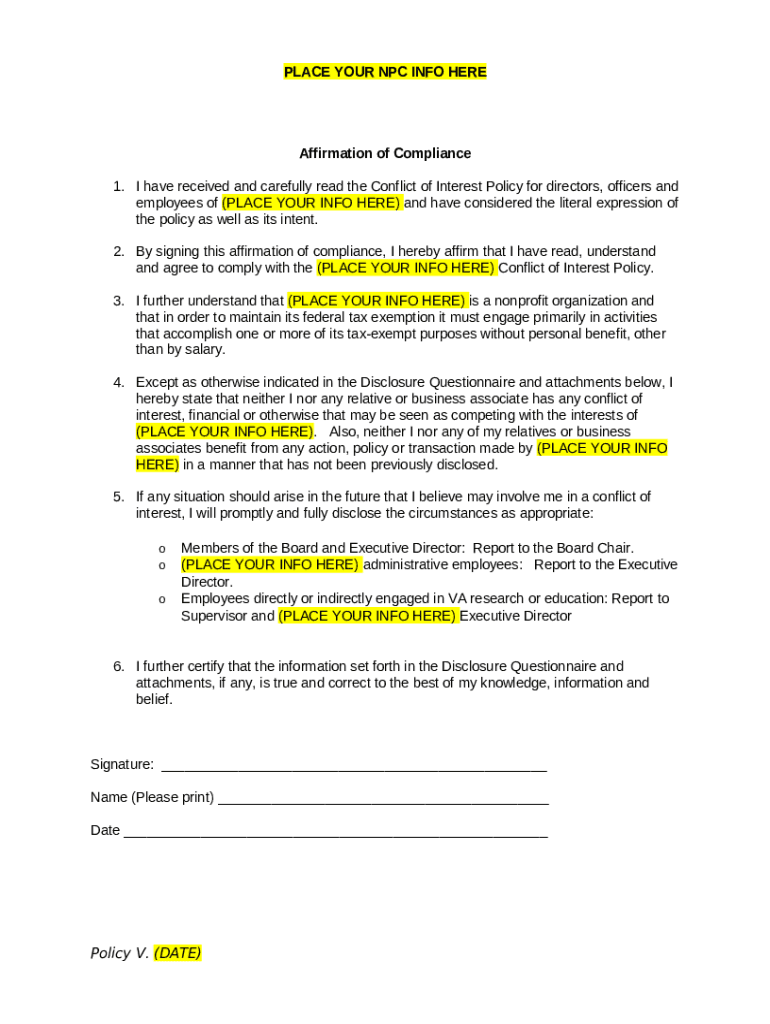 SAMPLE Affirmation of Compliance. SAMPLE Affirmation of Compliance Doc ...
