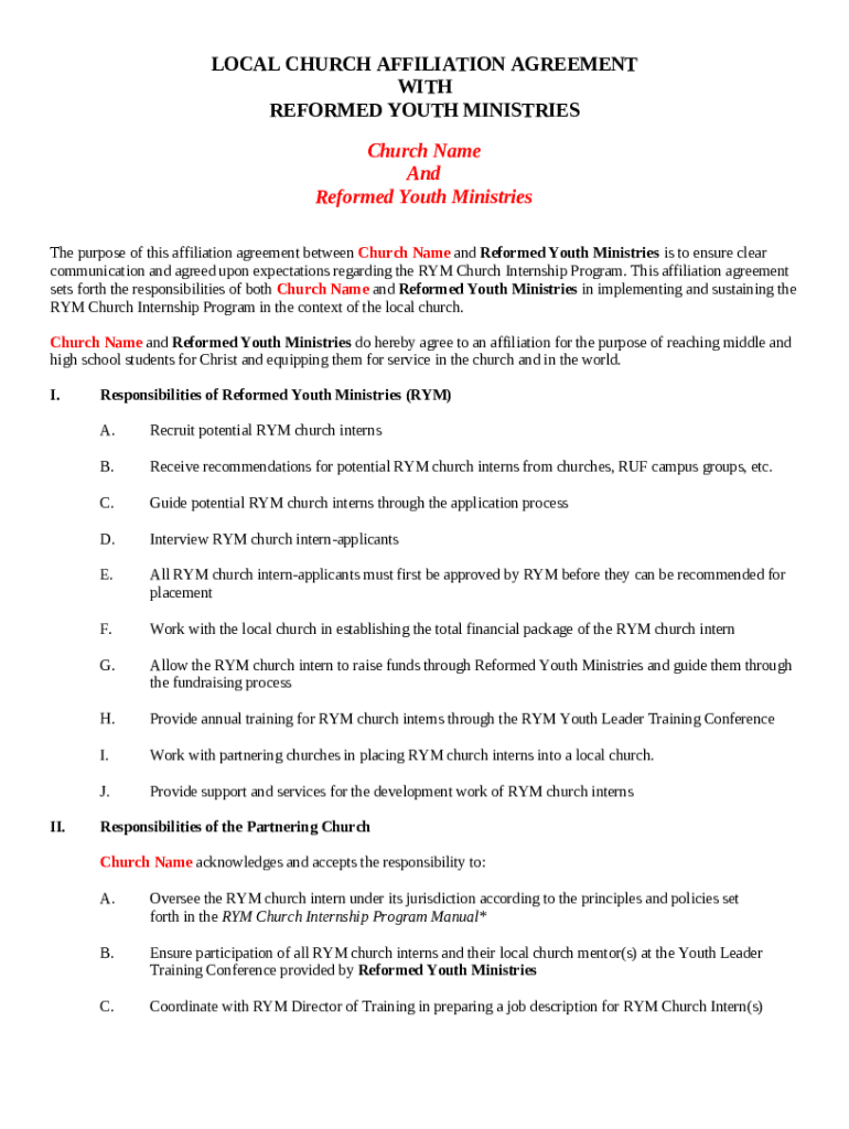 Church Affiliation Guidelines and s Doc Template | pdfFiller