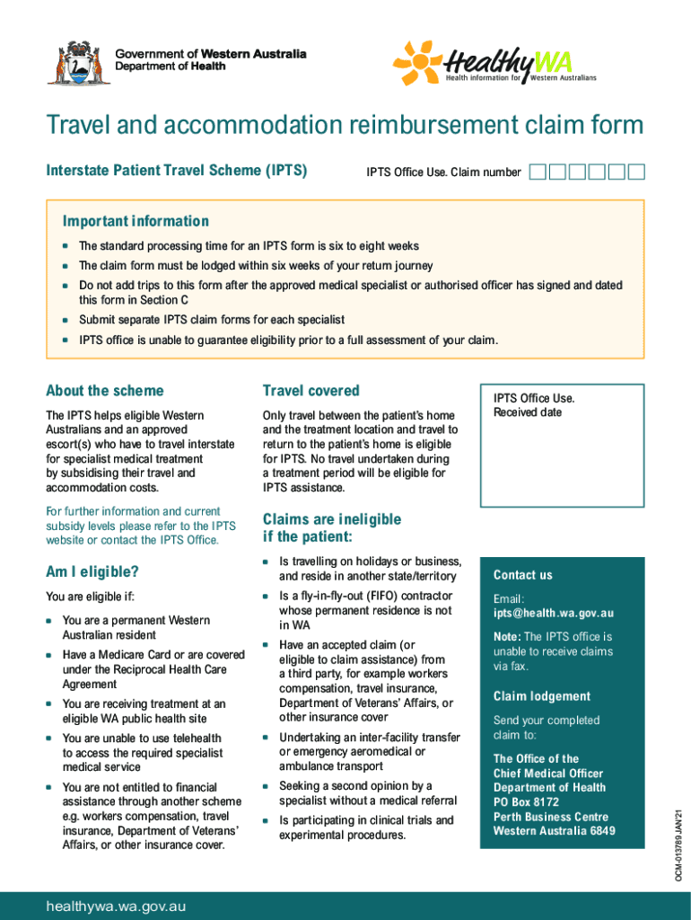 Fillable Online Travel and accommodation reimbursement claim form ...