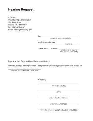 Fillable Online Hearing Request Form. If your retirement benefit has ...
