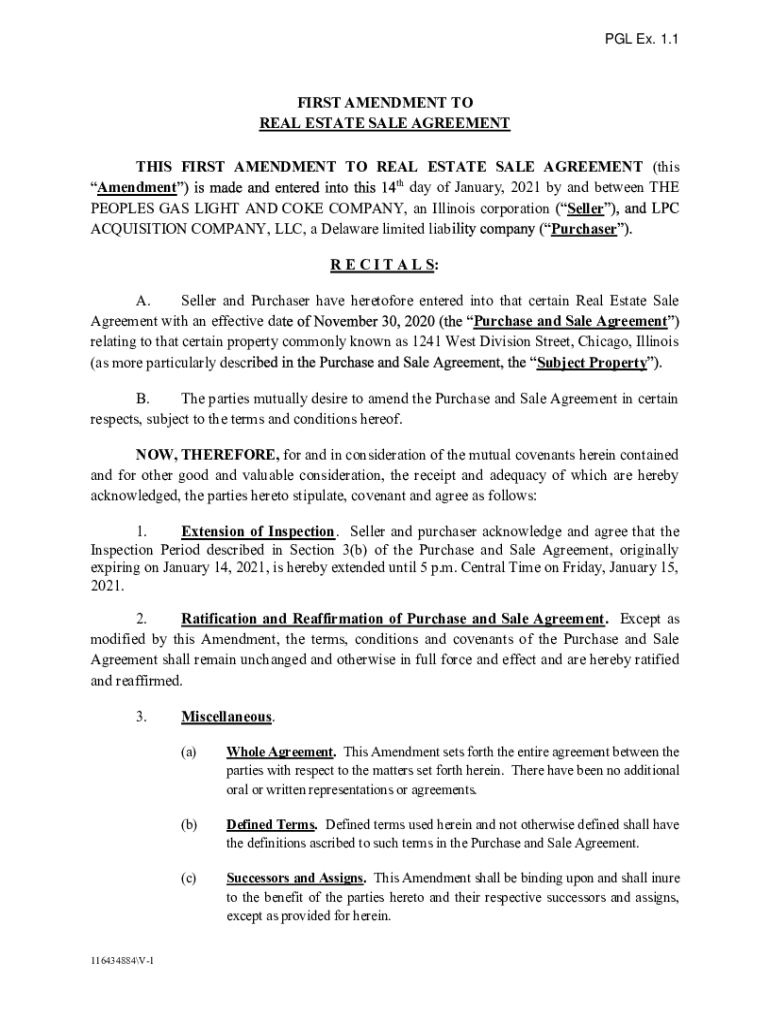 Fillable Online Peoples - LPC - First Amendment to Real Estate Sale ...