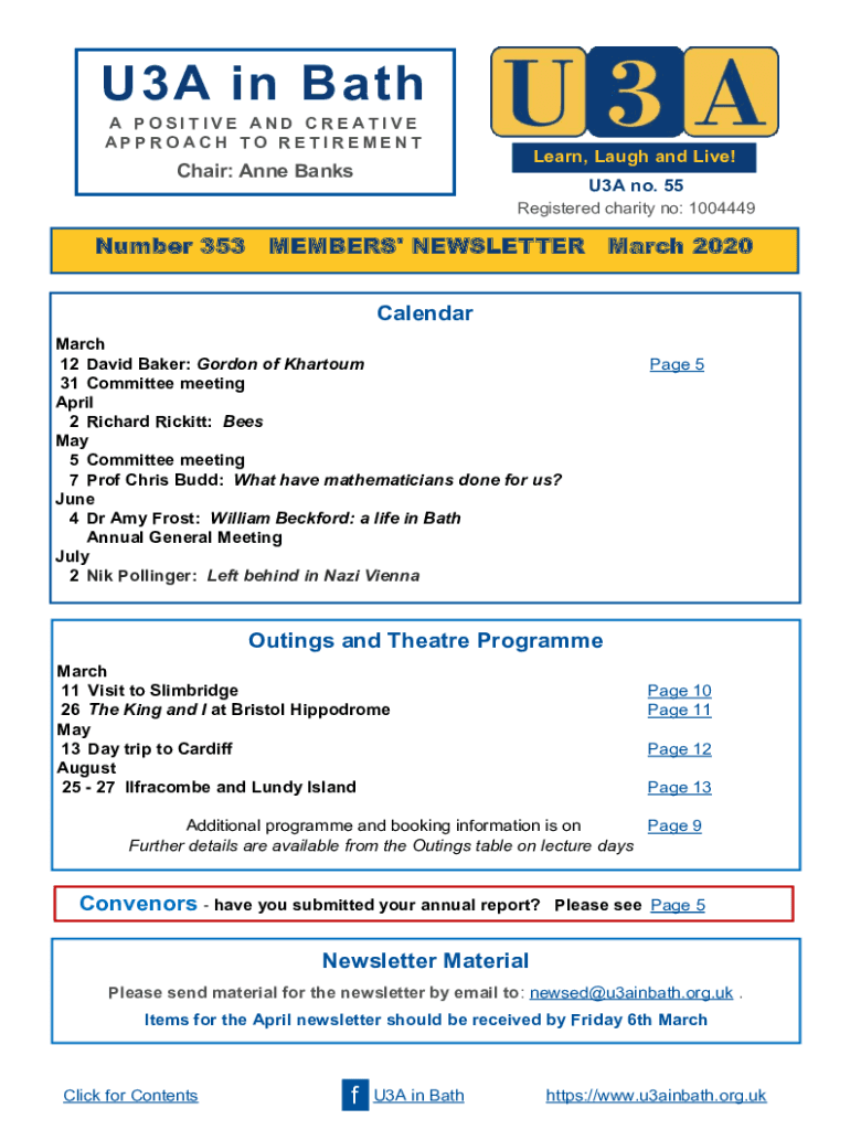 Fillable Online U3A in Bath - Devizes U3A Fax Email Print - pdfFiller
