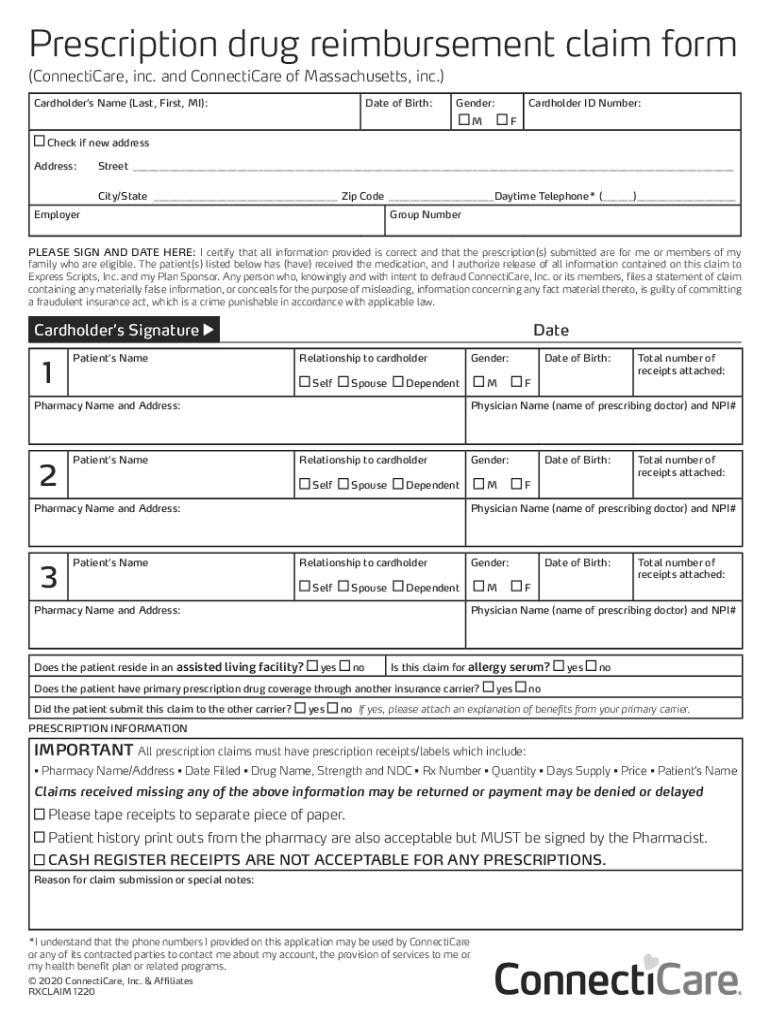 Fillable Online Fillable Online Prescription Drug Reimbursement Claim ...