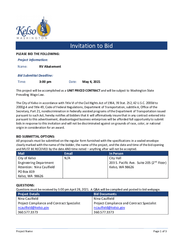 Fillable Online Request for Invitation to Bid (ITB) for Sewer Pipes, Cleanouts ... Fax Email ...