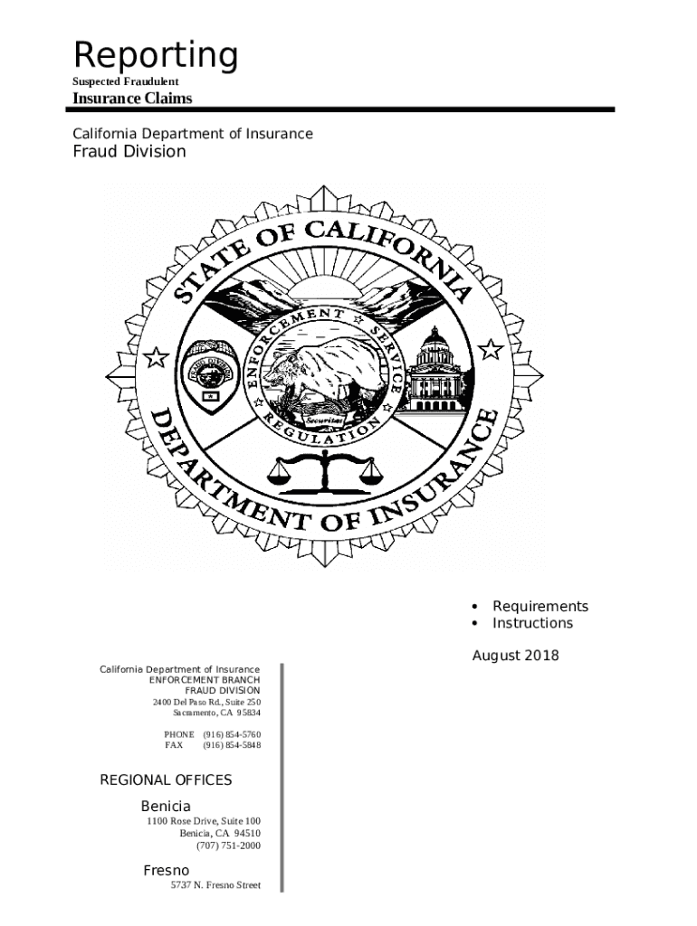 Fraud Claims and s - CA Department of Insurance Doc Template | pdfFiller