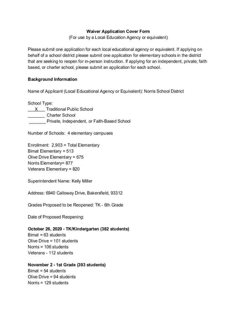 Fillable Online Waiver Application Cover Form (For use by a Local ...