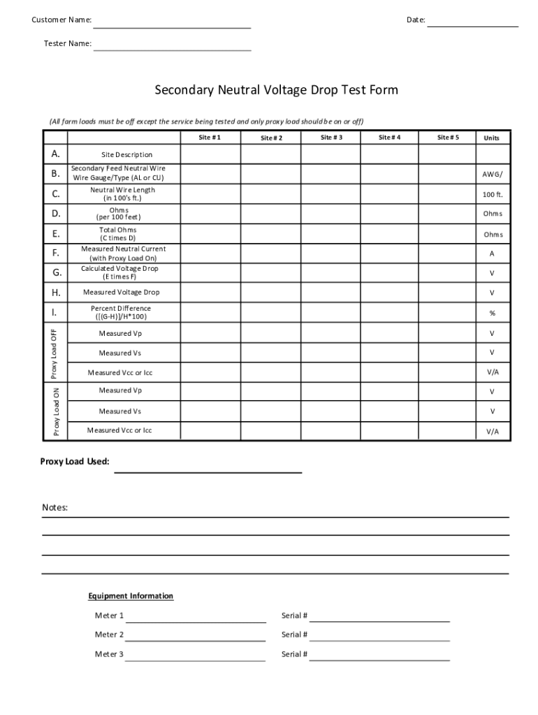 Fillable Online puc sd Secondary Neutral Voltage Drop Test Form Fax ...