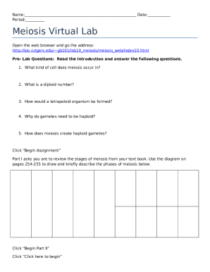 meiosis virtual lab answer key Doc TemplatepdfFiller Doc Template ...