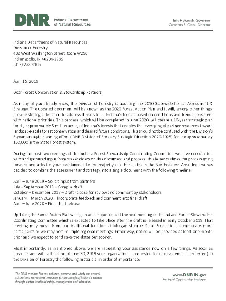 Fillable Online Letter to Partners from Indiana State Forester Seifert ...