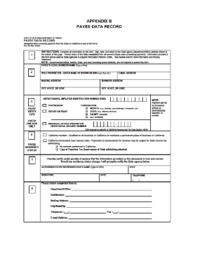 Fillable Online APPENDIX B PAYEE DATA RECORD. APPENDIX B PAYEE DATA RECORD Fax Email Print ...